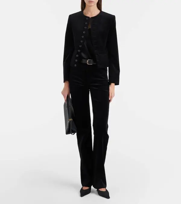 NILI LOTAN Patti Cotton Velvet Jacket - Black