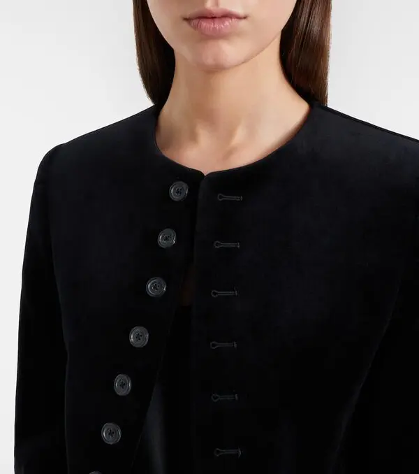 NILI LOTAN Patti Cotton Velvet Jacket - Black