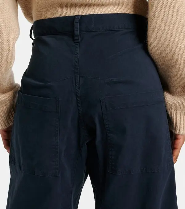 NILI LOTAN Shon Cotton Twill Barrel-leg Pants - Blue