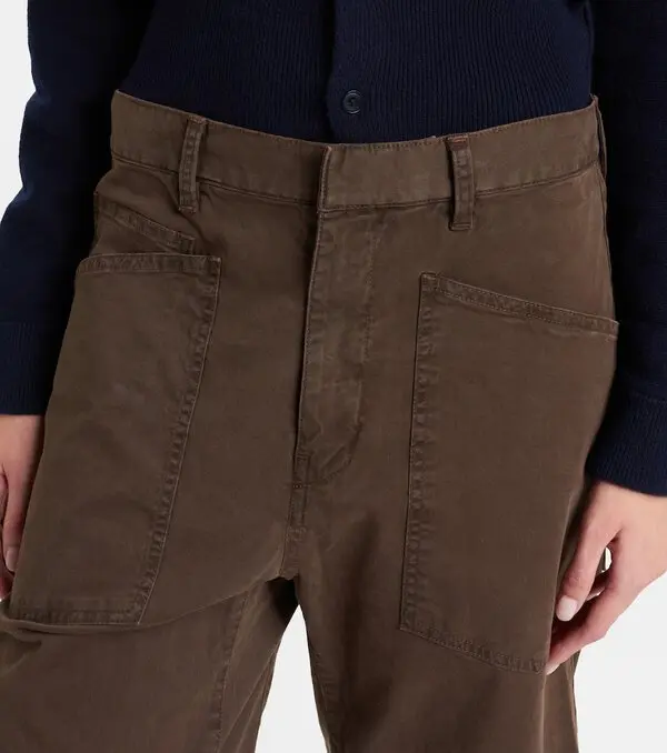 NILI LOTAN Shon Cotton Twill Barrel-leg Pants - Brown