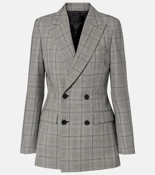 NILI LOTAN Weston Plaid Virgin Wool Blazer - Grey