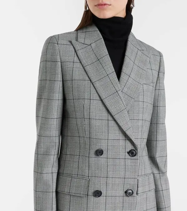 NILI LOTAN Weston Plaid Virgin Wool Blazer - Grey