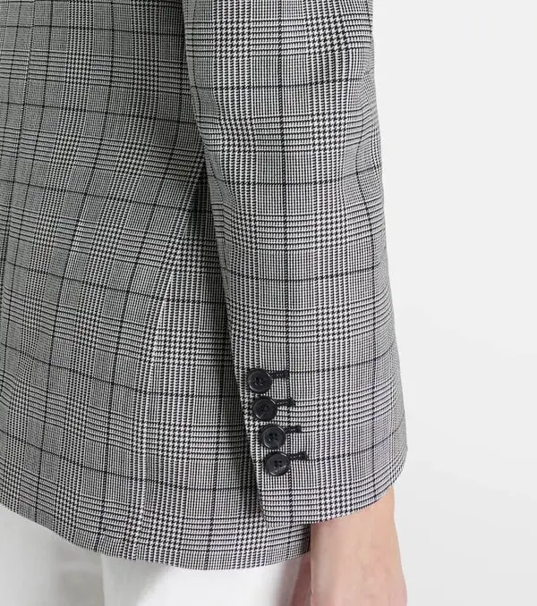 NILI LOTAN Weston Plaid Virgin Wool Blazer - Grey
