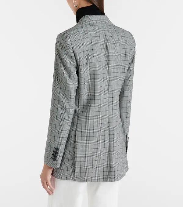 NILI LOTAN Weston Plaid Virgin Wool Blazer - Grey