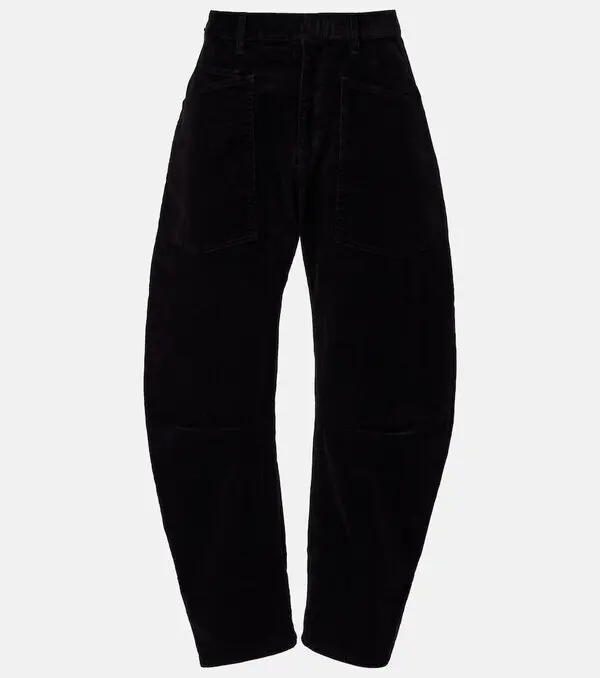 NILI LOTAN Shon Cotton-blend Barrel-leg Pants - Black