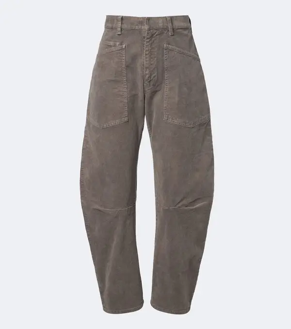 NILI LOTAN Cotton-blend Pants - Brown
