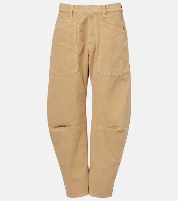 NILI LOTAN Shon Corduroy Barrel-leg Pants - Beige