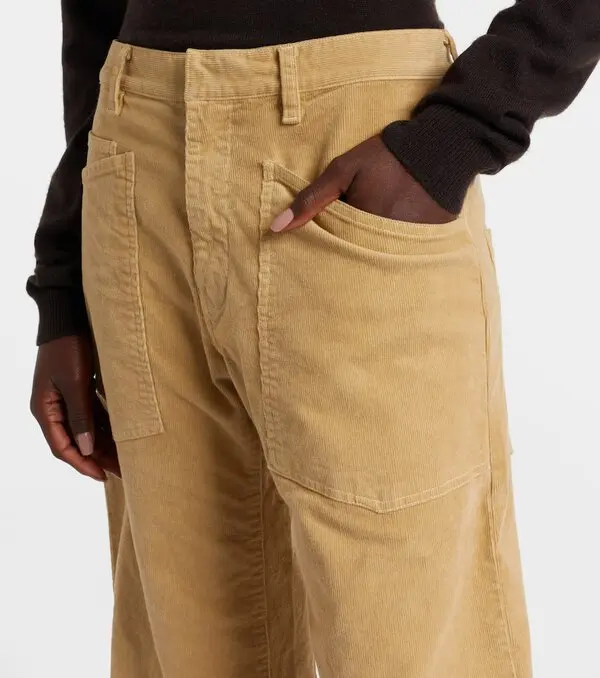 NILI LOTAN Shon Corduroy Barrel-leg Pants - Beige