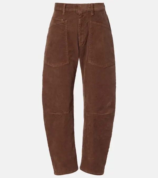 NILI LOTAN Shon Corduroy Barrel-leg Pants - Brown
