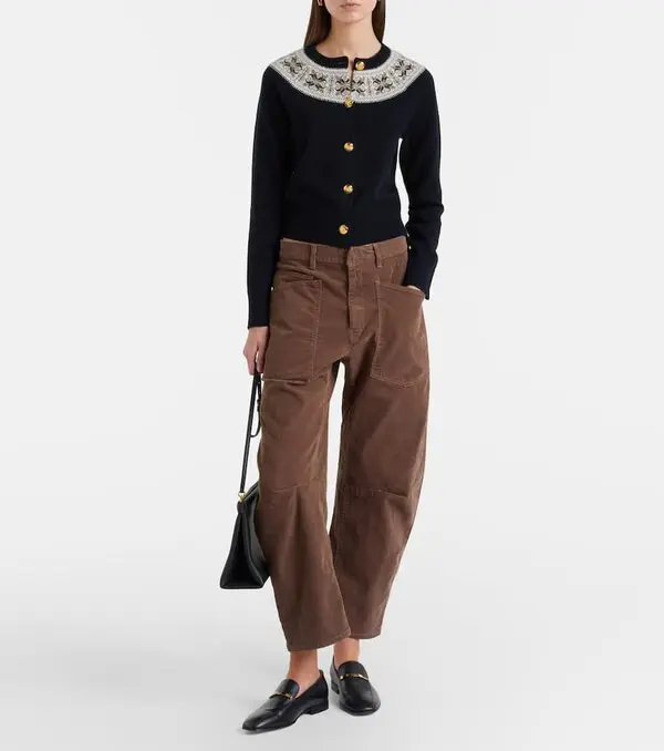 NILI LOTAN Shon Corduroy Barrel-leg Pants - Brown