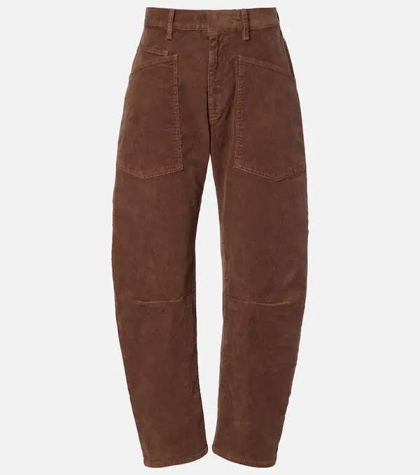 NILI LOTAN Shon Corduroy Barrel-leg Pants - Brown