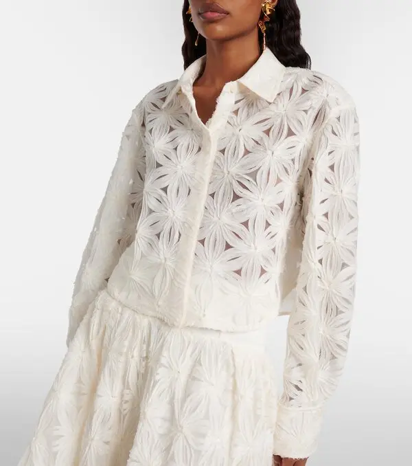 Simkhai Anders Cropped Floral Blouse