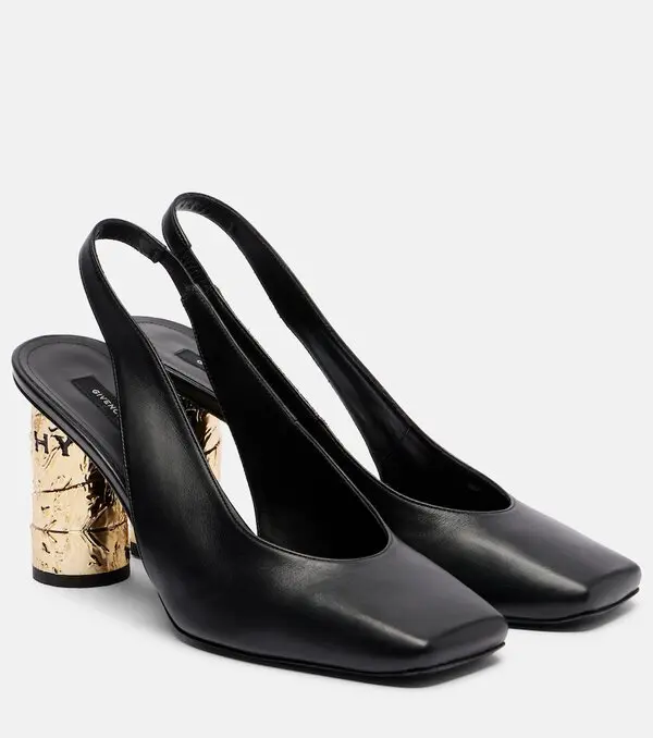Givenchy Calf Leather Slingback Pumps With Square Toe - Black