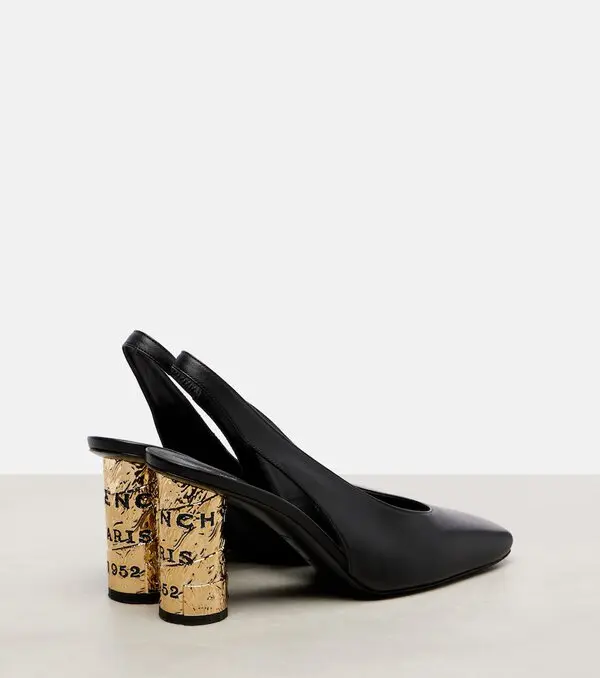 Givenchy Calf Leather Slingback Pumps With Square Toe - Black