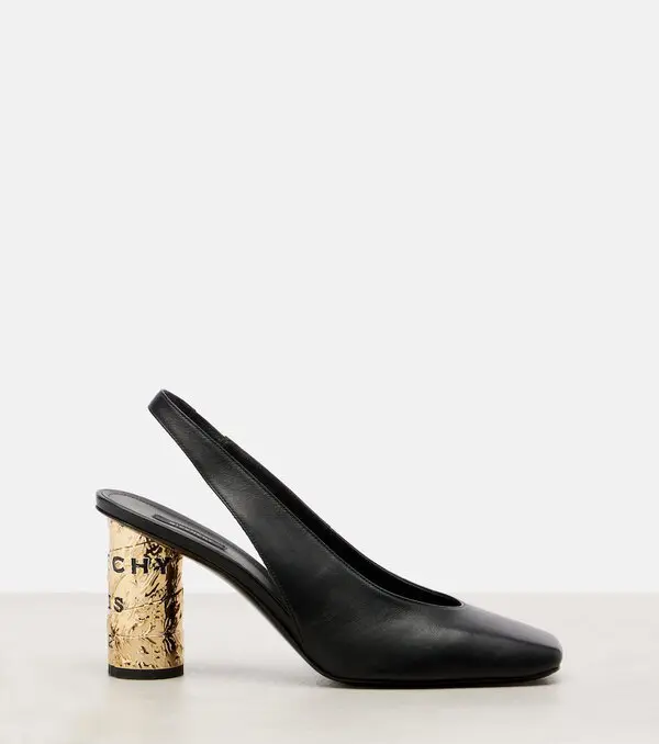 Givenchy Calf Leather Slingback Pumps With Square Toe - Black