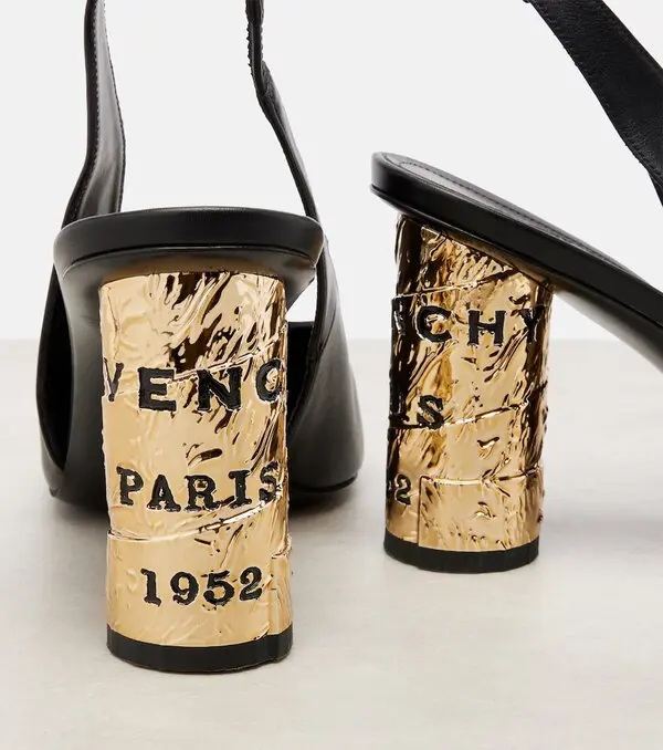 Givenchy Calf Leather Slingback Pumps With Square Toe - Black