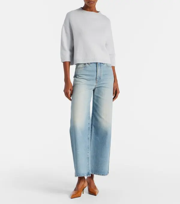 Khaite Sabina Cropped Cashmere Sweater - Blue