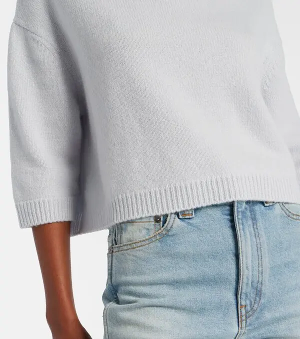 Khaite Sabina Cropped Cashmere Sweater - Blue