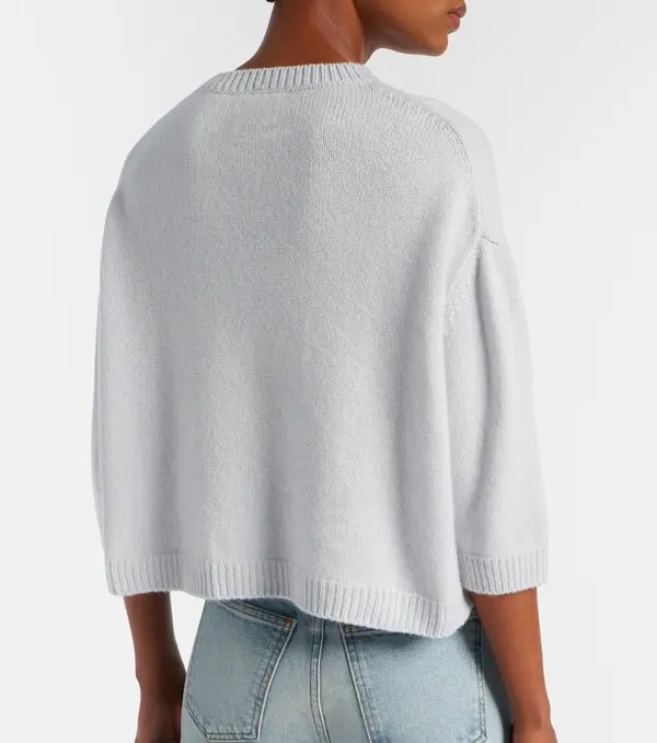 Khaite Sabina Cropped Cashmere Sweater - Blue