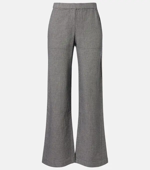 Velvet By Graham & Spencer Houndstooth Cotton Wide-leg Pants