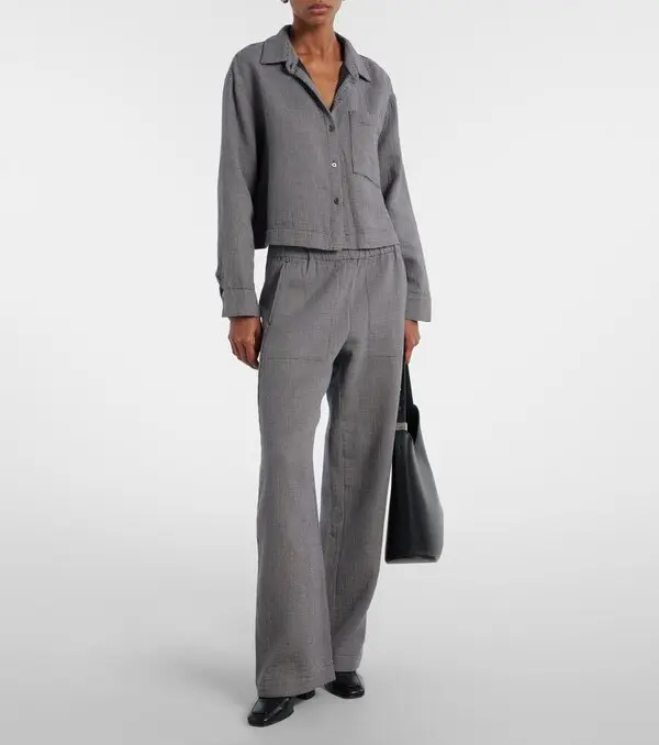 Velvet By Graham & Spencer Houndstooth Cotton Wide-leg Pants