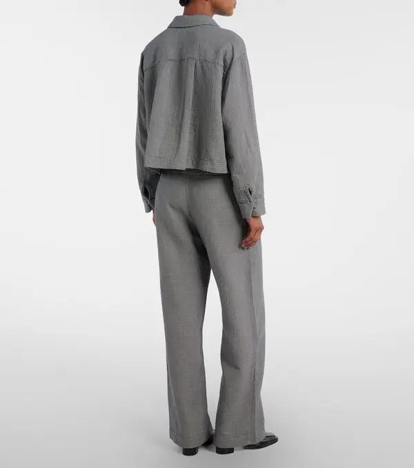 Velvet By Graham & Spencer Houndstooth Cotton Wide-leg Pants