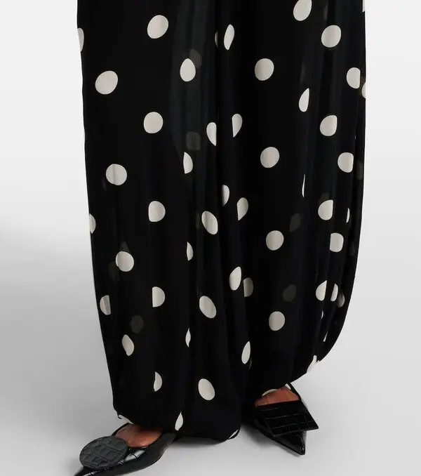 ADRIANA DEGREAS Solid Peplum Polka-dot Balloon Pants
