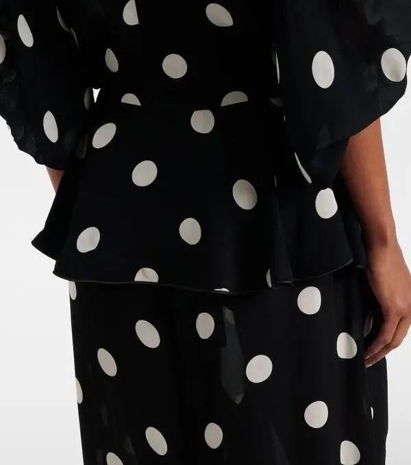ADRIANA DEGREAS Solid Peplum Polka-dot Balloon Pants