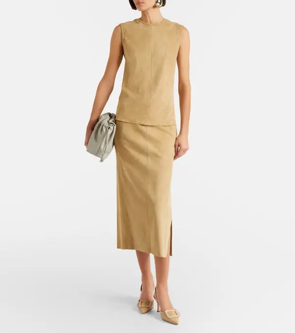 Stouls Miuccia Suede Sleeveless Top - Beige