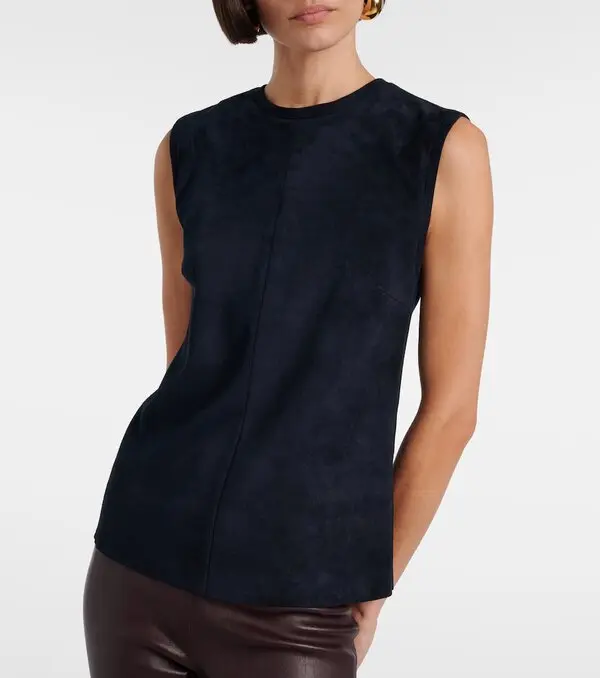 Stouls Miuccia Suede Sleeveless Top - Blue