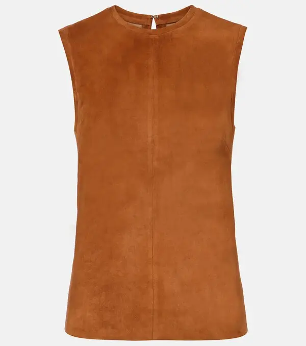Stouls Suede Sleeveless Top - Brown