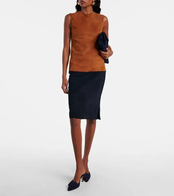 Stouls Suede Sleeveless Top - Brown
