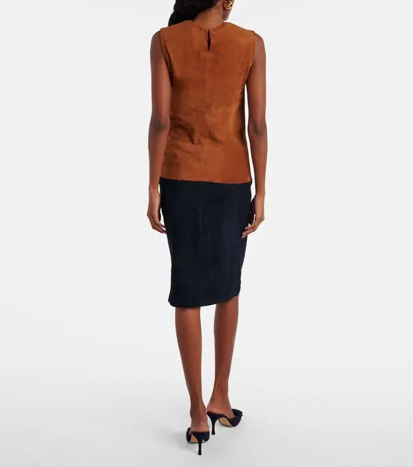 Stouls Suede Sleeveless Top - Brown