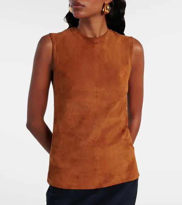 Stouls Suede Sleeveless Top - Brown