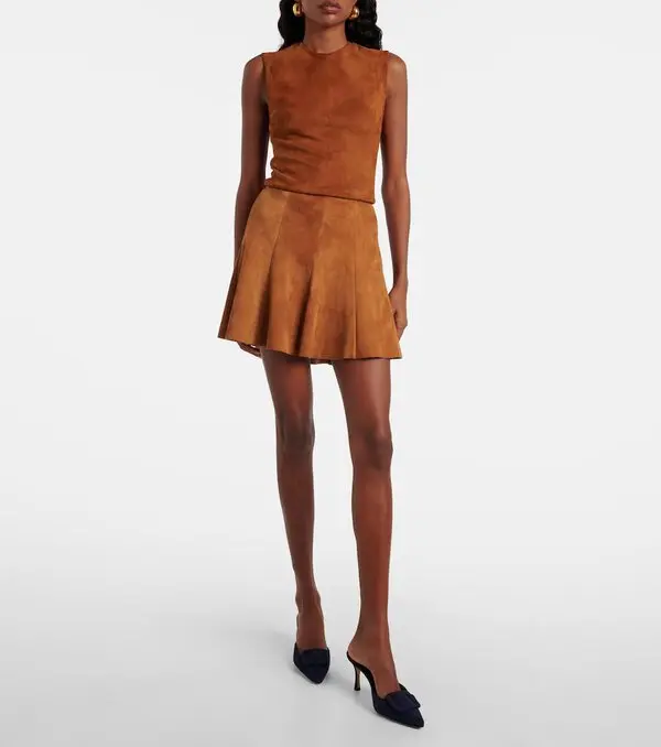 Stouls Suede Sleeveless Top - Brown