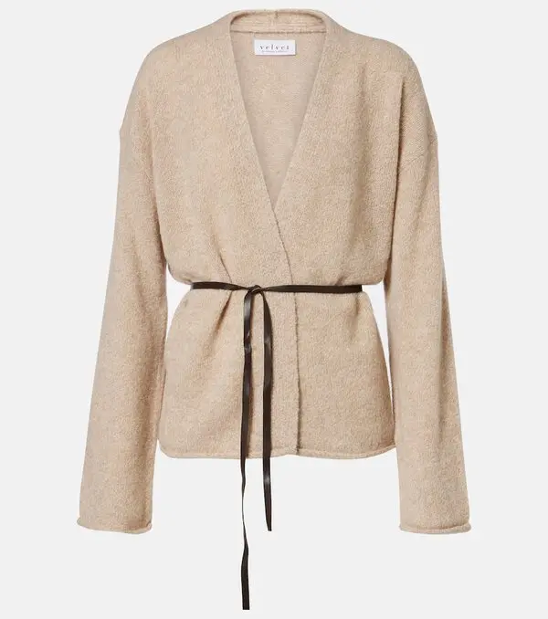 Velvet By Graham & Spencer Alina Wool-blend Cardigan In Charcoal - Beige