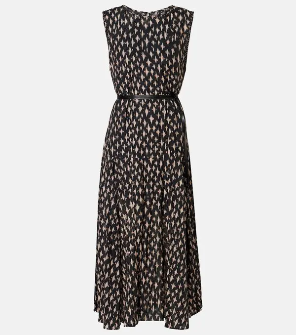 Velvet By Graham & Spencer Kaitlyn Beaded Cotton-blend Midi Dress - Blue