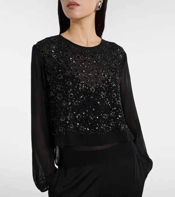 Velvet By Graham & Spencer Marlowe Sequinned Sheer Top