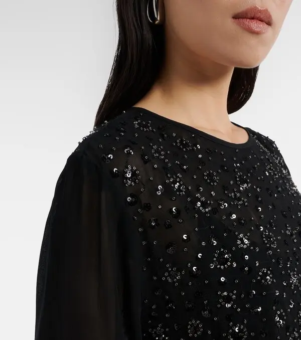 Velvet By Graham & Spencer Marlowe Sequinned Sheer Top