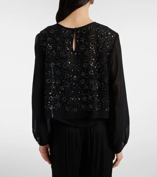 Velvet By Graham & Spencer Marlowe Sequinned Sheer Top