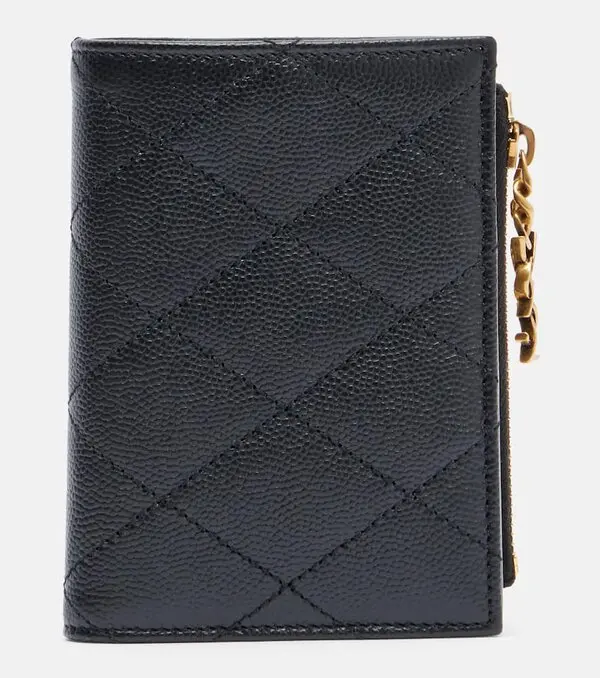 Saint Laurent Cassandre Bijou Quilted Leather Wallet - Black