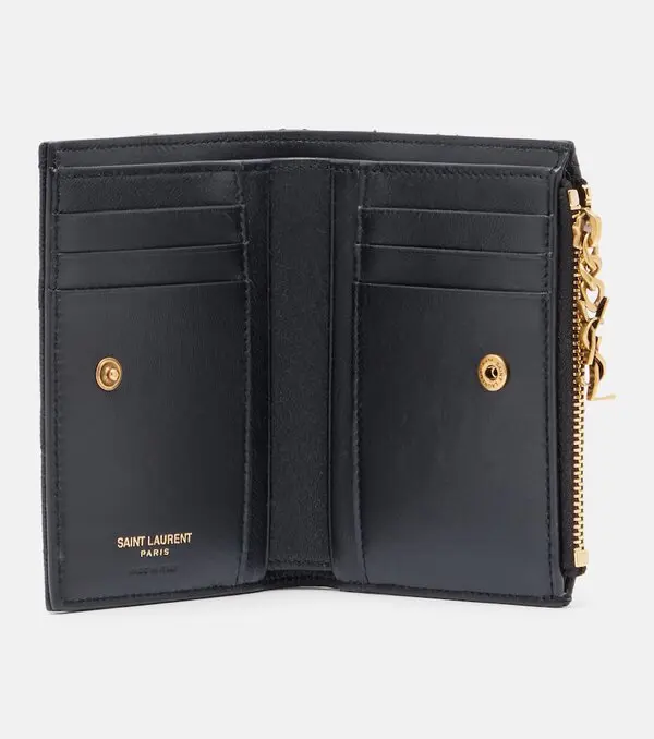 Saint Laurent Cassandre Bijou Quilted Leather Wallet - Black