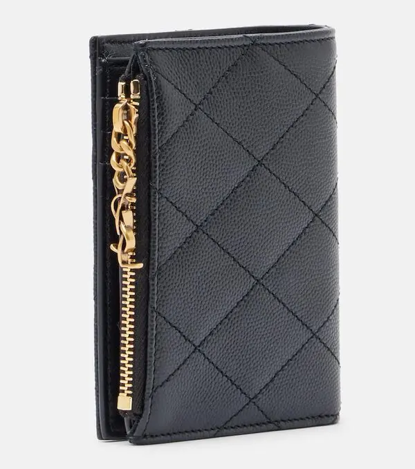 Saint Laurent Cassandre Bijou Quilted Leather Wallet - Black