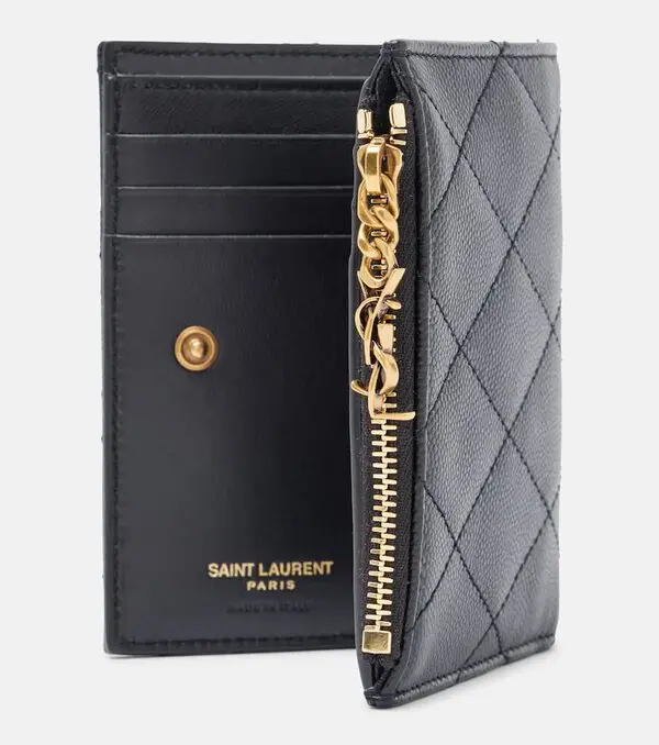 Saint Laurent Cassandre Bijou Quilted Leather Wallet - Black