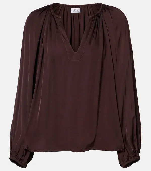 Velvet By Graham & Spencer Lyla Satin Blouse - Brown