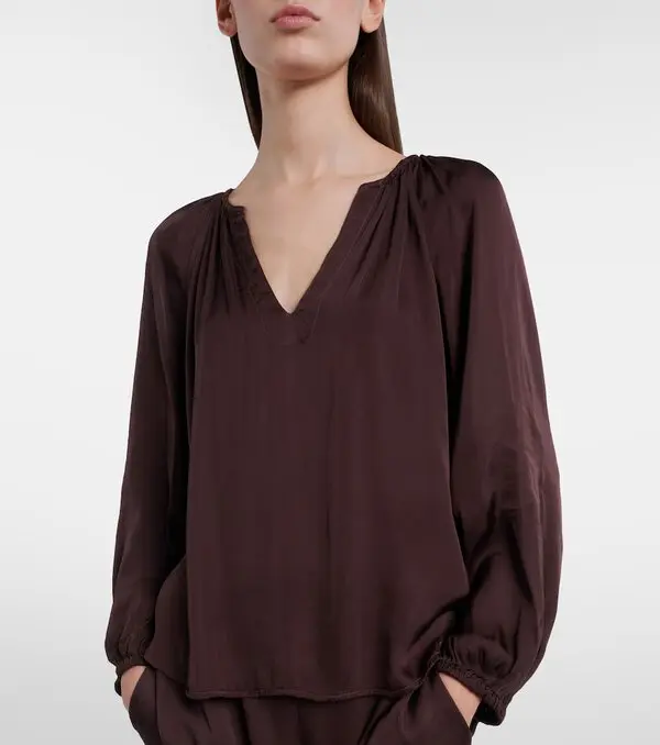 Velvet By Graham & Spencer Lyla Satin Blouse - Brown