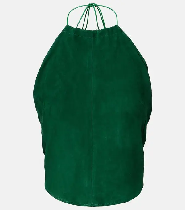 Stouls Rosie Halterneck Suede Top - Green