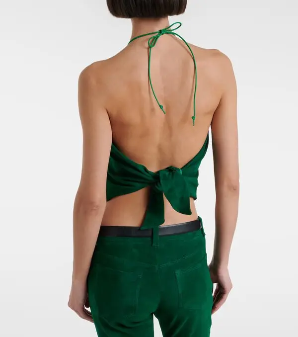 Stouls Rosie Halterneck Suede Top - Green