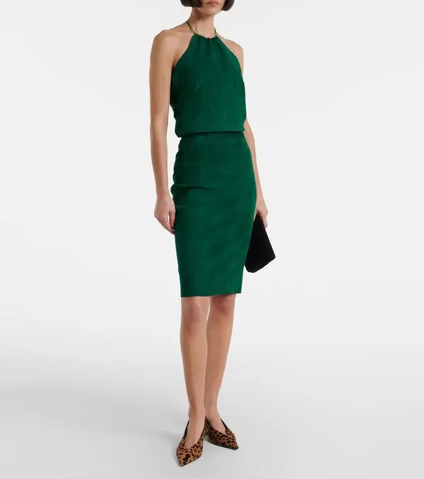 Stouls Gilda Suede Pencil Skirt - Green