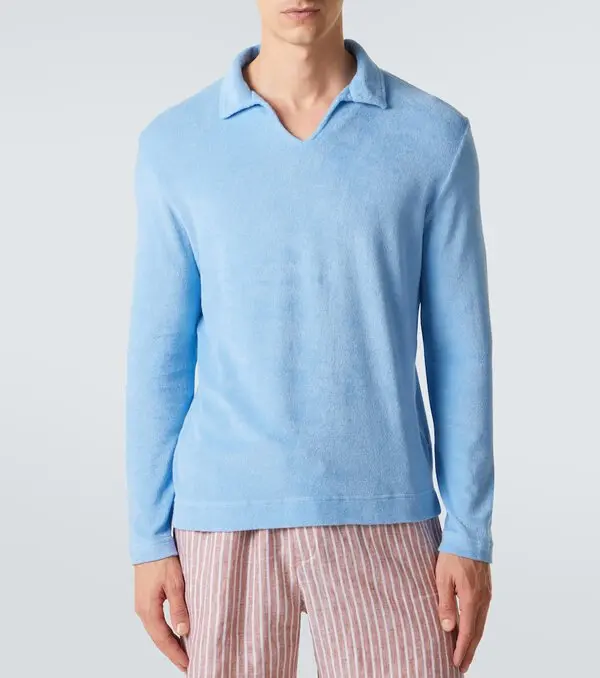 Fedeli Peter Cotton Terry Polo Sweater - Blue